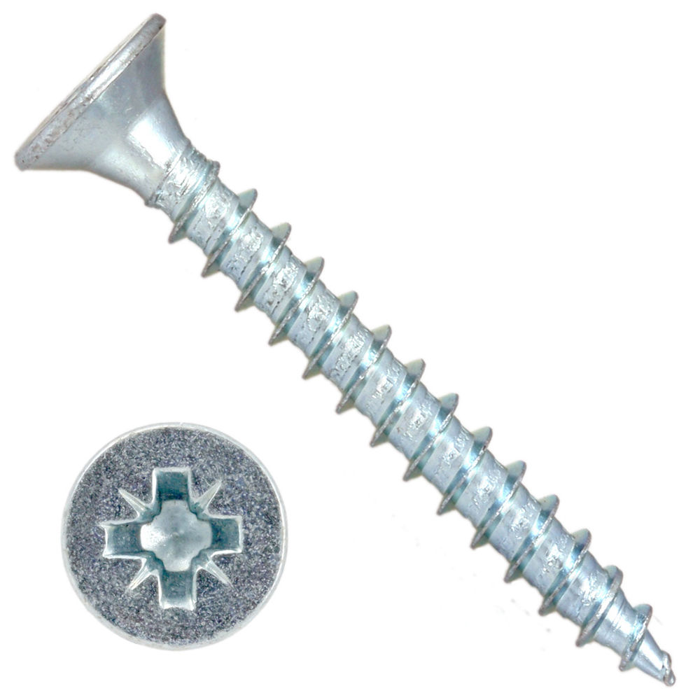 3mm Wood Screws Pozi Flat Countersunk Zinc