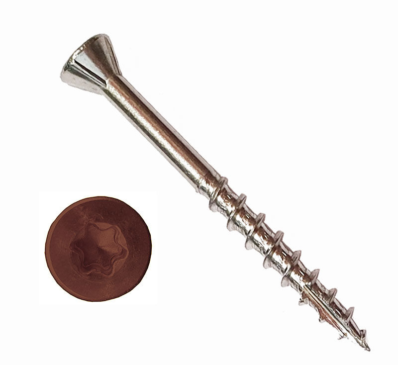 A2 Stainless Steel Decking/Cladding Screws with Brown Powder Coated Head