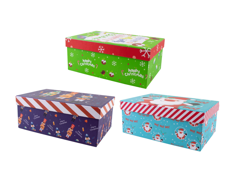 Wholesale Christmas Printed Rectangle Gift Boxes | Gem Imports Ltd