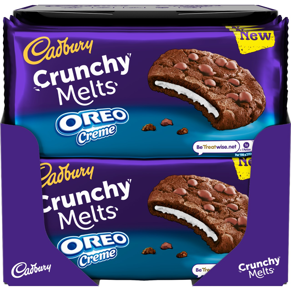 CADBURY CRUNCHY MELTS OREO CREME BISCUITS 156g (12 PACK)