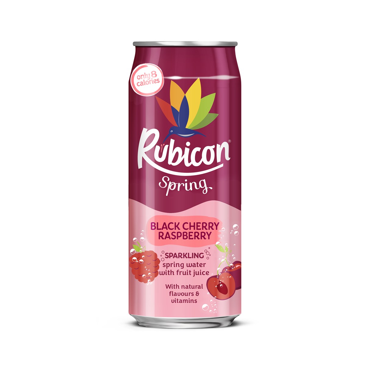 RUBICON SPRING CANS BLACK CHERRY & RASPBERRY 330ml (12 Pack)