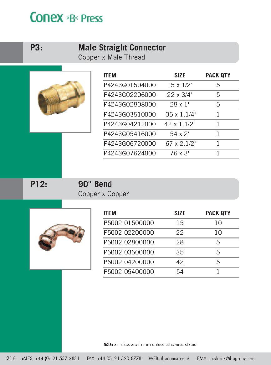 Male Straight Connector Conex B Press (HC60304240) -Harris & Bailey Ltd
