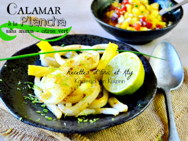 Calamar grillé à la plancha Eno et salsa sucré-salé d'ananas - Recette ...