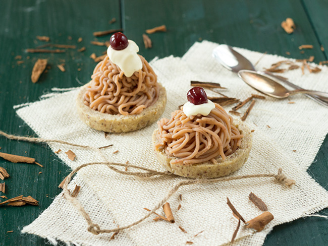 Tartelettes vermicelles à la crème de marron et crème double - Recette ...