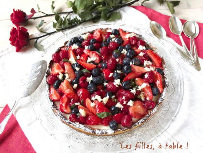 Tarte aux fruits rouges sur panna cotta - Recette par Les filles, à table