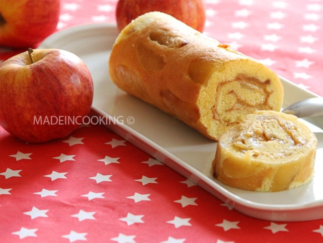 Roulé aux pommes et au caramel au beurre salé - Recette par Made in Cooking