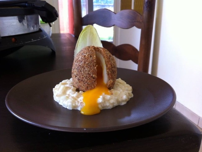 Oeuf mollet frit au celerisotto - Recette par Gus'