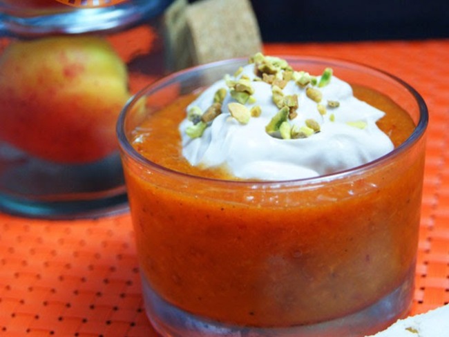 Verrines d'abricots aux 4 épices et sa crème mascarpone au banyuls ...