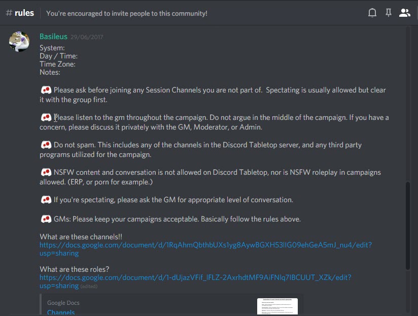 Discord Rp Server Template