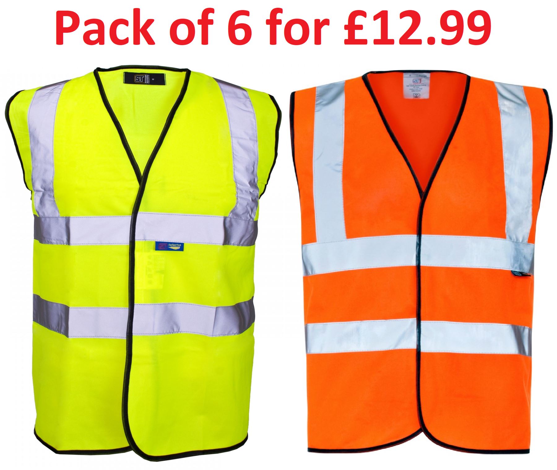 HI VIZ VIS VISIBILITY SECURITY WORK CONTRACTOR VEST WAISTCOAT JACKET ...