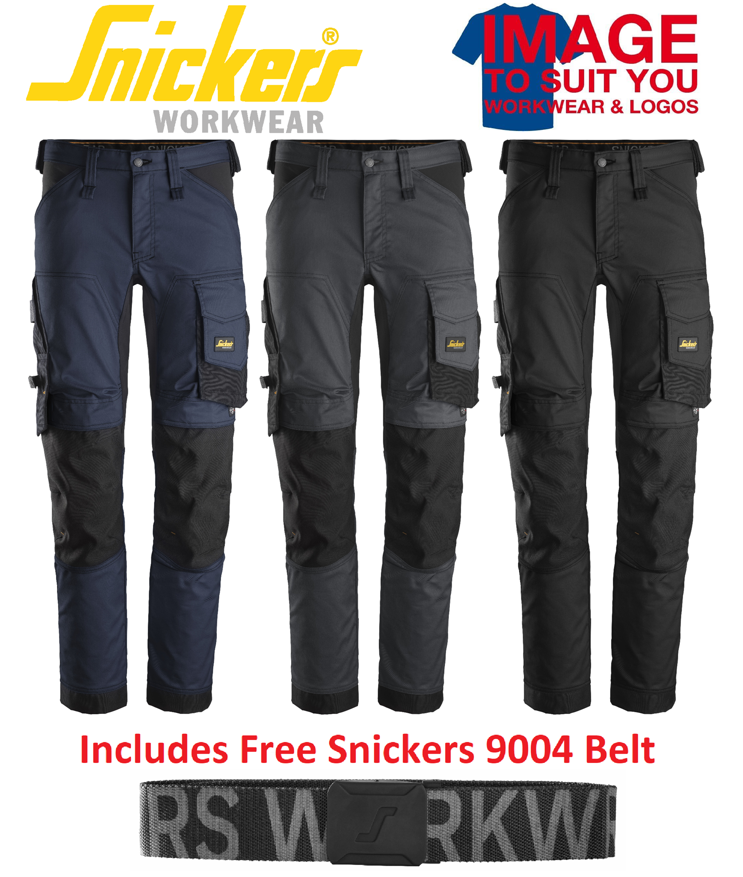 SNICKERS 6341 SLIM FIT STRETCH TROUSERS NO HOLSTER POCKET WITH PACK OF ...