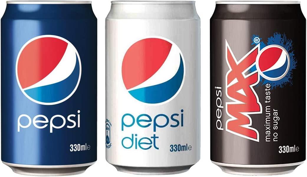 Pepsi Cola Fizzy Drink Mixed Case Cans Variety Pack (330ml x 12 ...