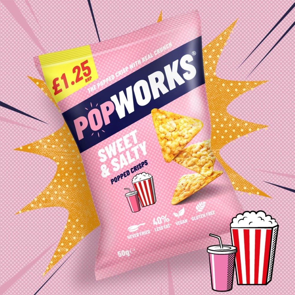 Popworks SWEET & SALTY Popped Crisps Snacks 50g PMP Bags