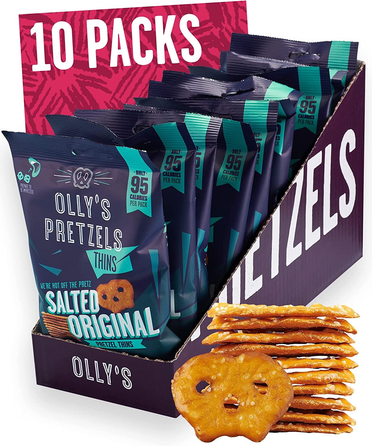 Olly's Pretzel Thins, Original Salted, 35g (Pack of 10)