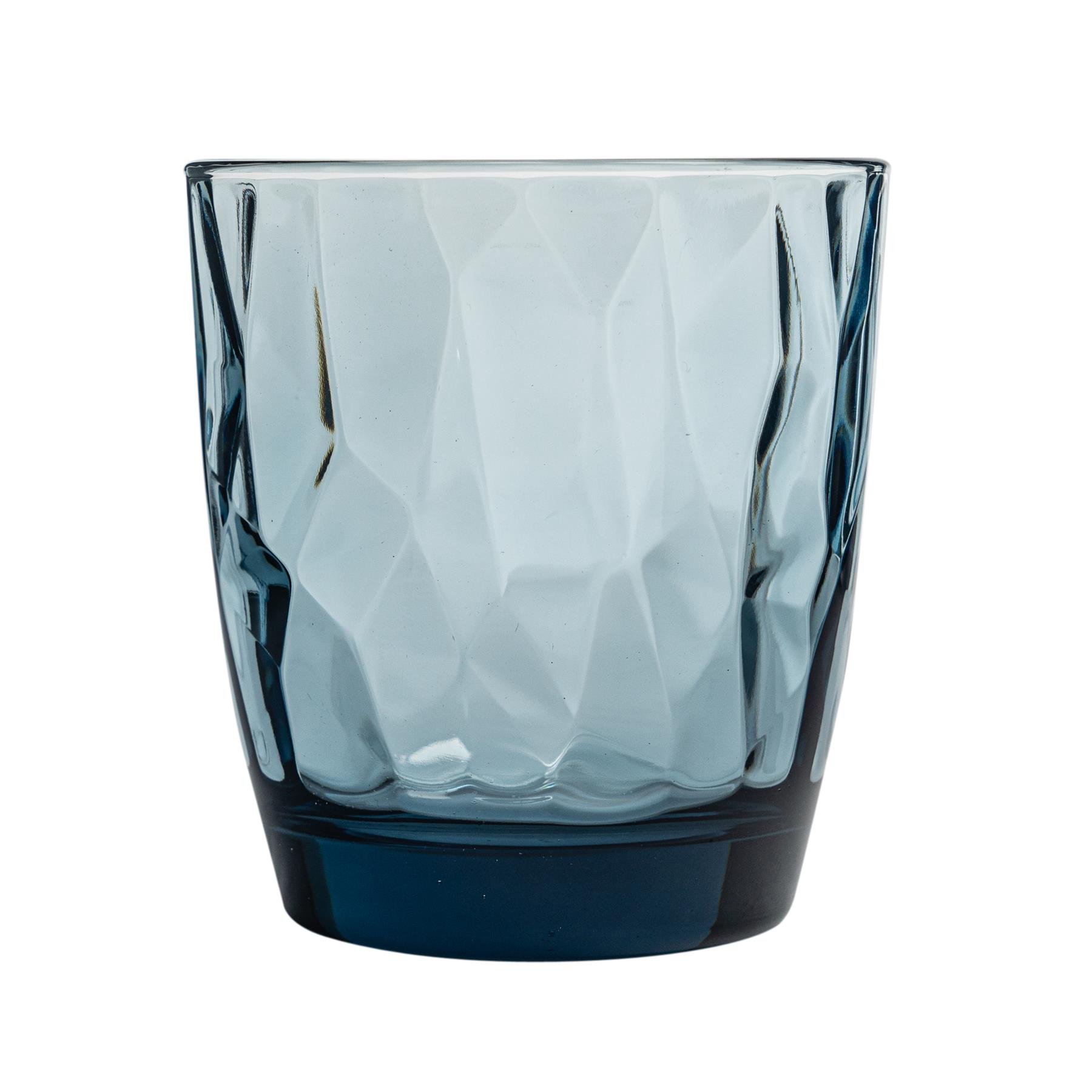 Dimpled Tumblers Glasses Blue Drinking Diamond Whisky Glasses 300ml ...