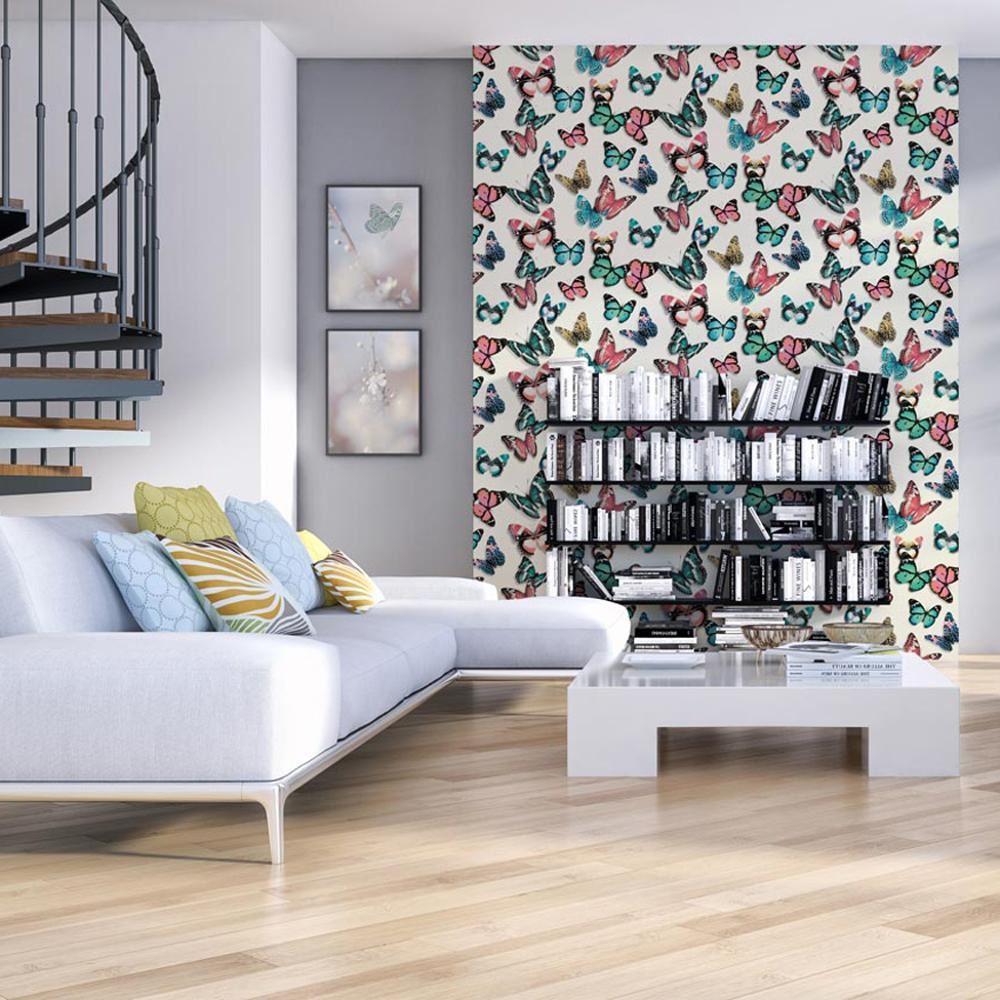 Muriva Flutterby Butterfly Pattern Wallpaper Modern Butterflies Motif ...