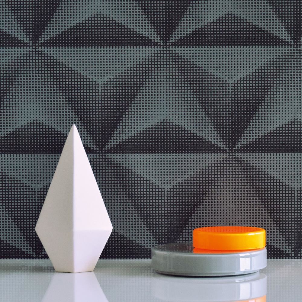 NEW GALERIE UNPLUGGED TRIANGLE SPOTS PATTERN GEOMETRIC METALLIC VINYL ...