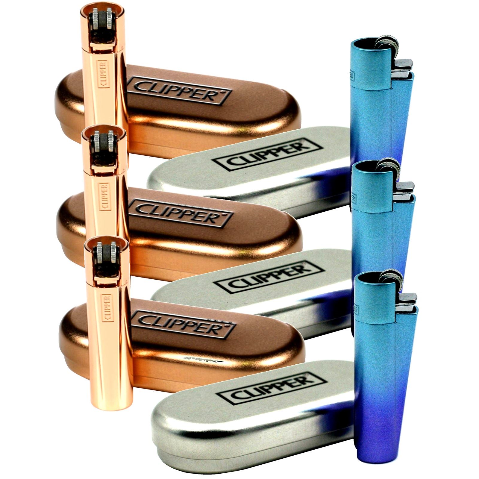 Pack Of 3 Metal Clipper Lighter Refillable Cigarette Gas Flint Gift Tin ...