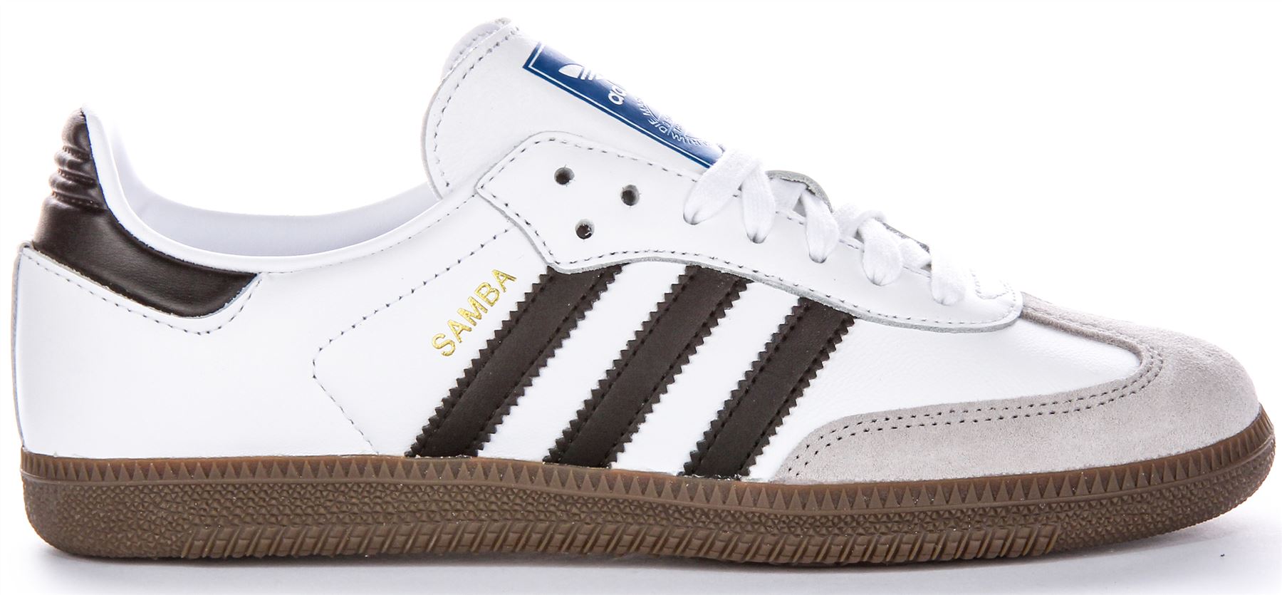 Adidas Samba Orig Grain Leather Lace Up Mens Sneakers In White Black US ...