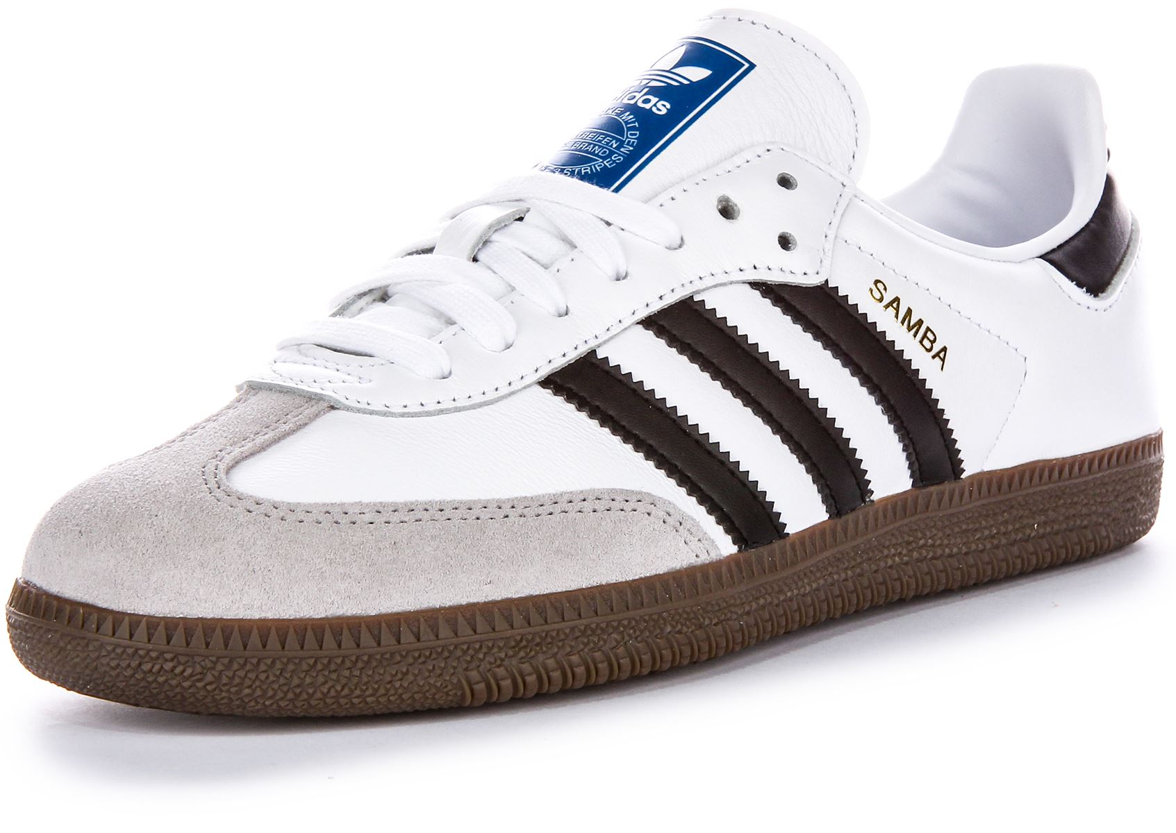 Adidas Samba Orig Grain Leather Lace Up Mens Sneakers In White Black US ...