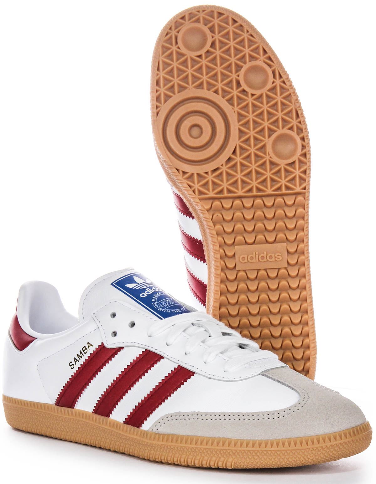 Adidas Samba Orig Grain Leather Lace Up Mens Sneakers In White Black US ...