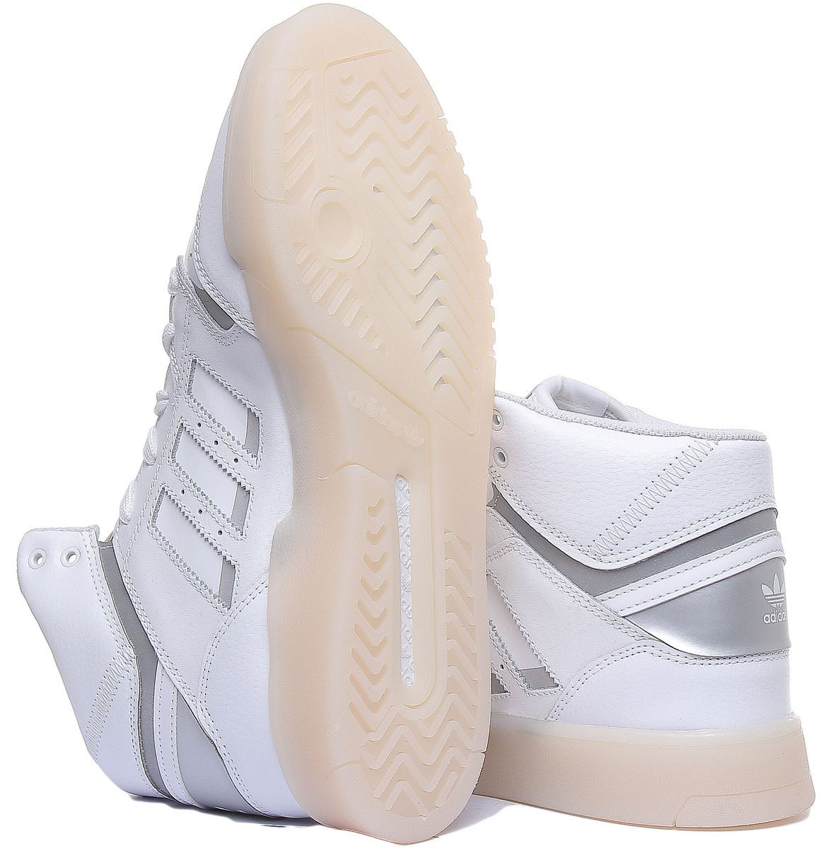 Adidas Drop Step Lace Up High Top Mens Trainer In White Silver UK 6 ...
