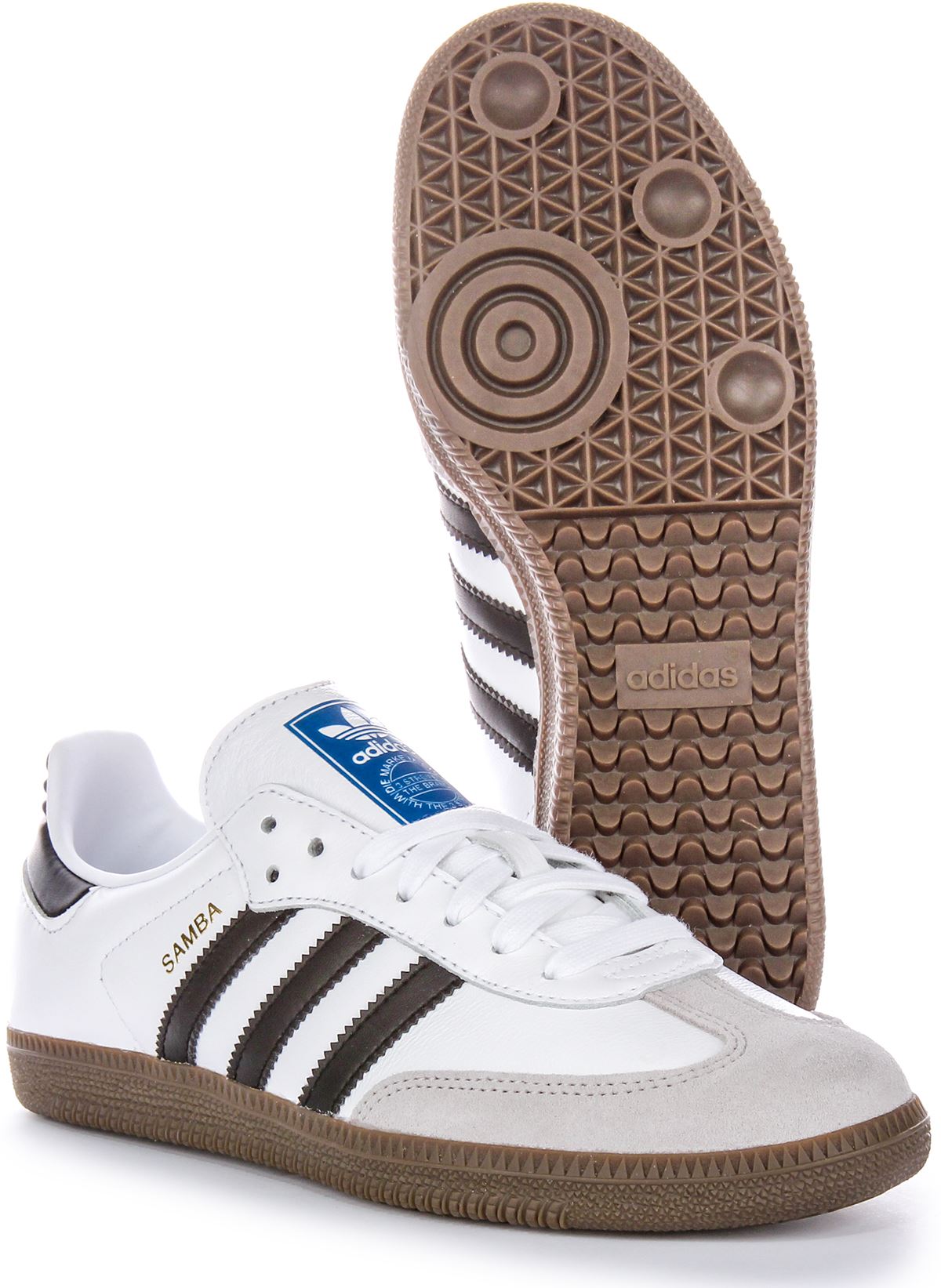 Adidas Samba Orig Grain Leather Lace Up Mens Sneakers In White Black US ...