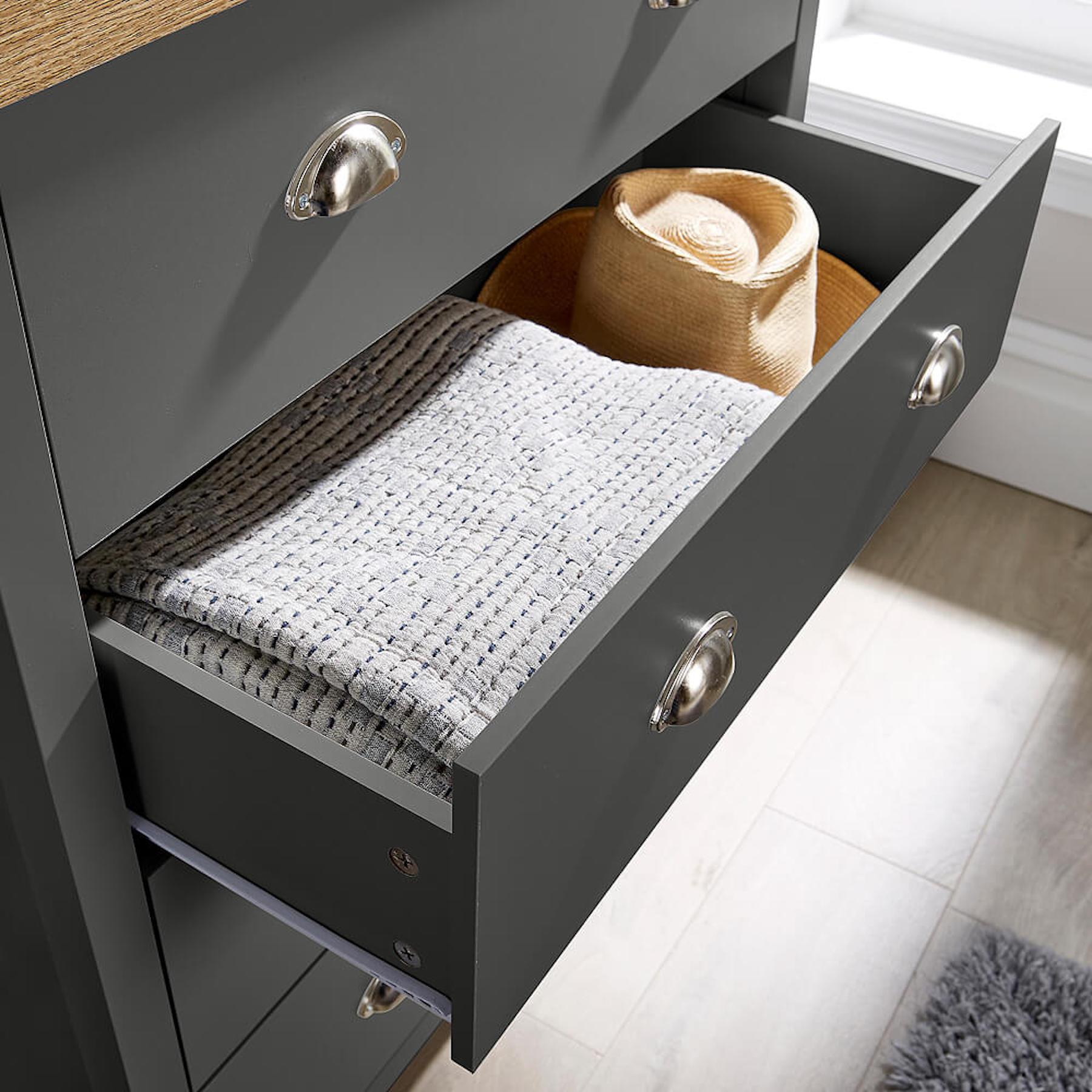 Bedroom Furniture Graphite Solid Wood Oak Unit Chest of Drawers Bedside ...