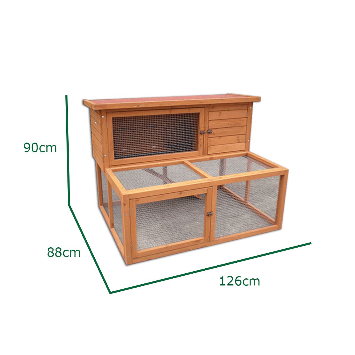 4FT ANCONA LARGE RABBIT HUTCH WITH RUN AND WOODEN PET HOUSE GUINEA PIG ...
