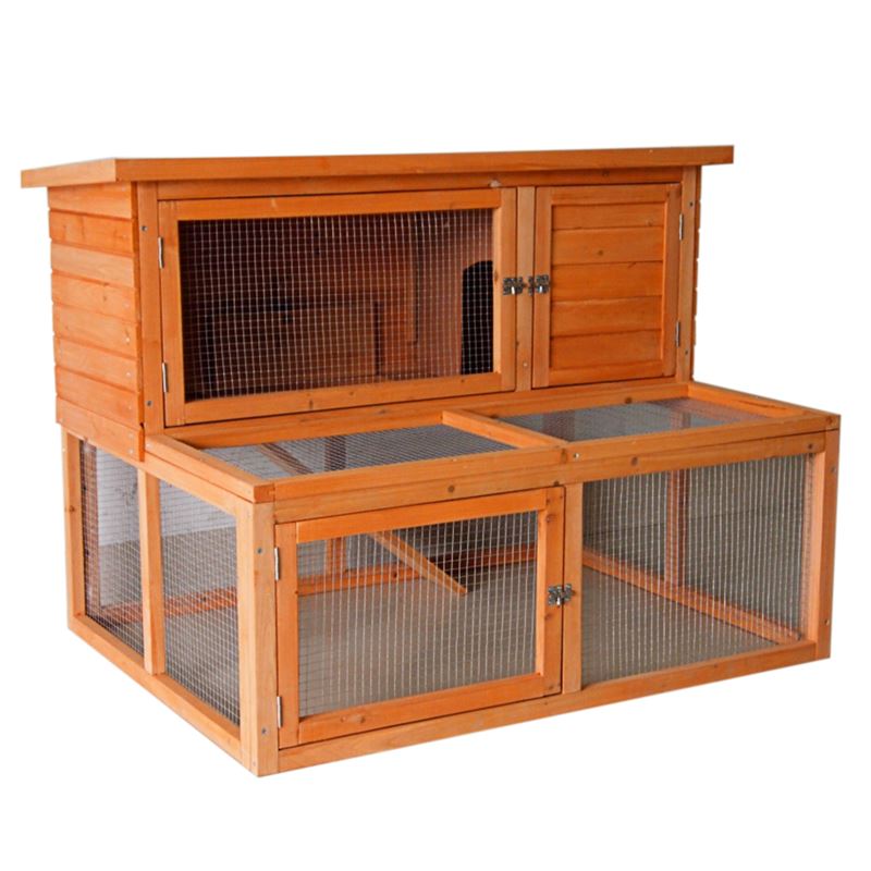 4FT ANCONA LARGE RABBIT HUTCH WITH RUN AND WOODEN PET HOUSE GUINEA PIG ...