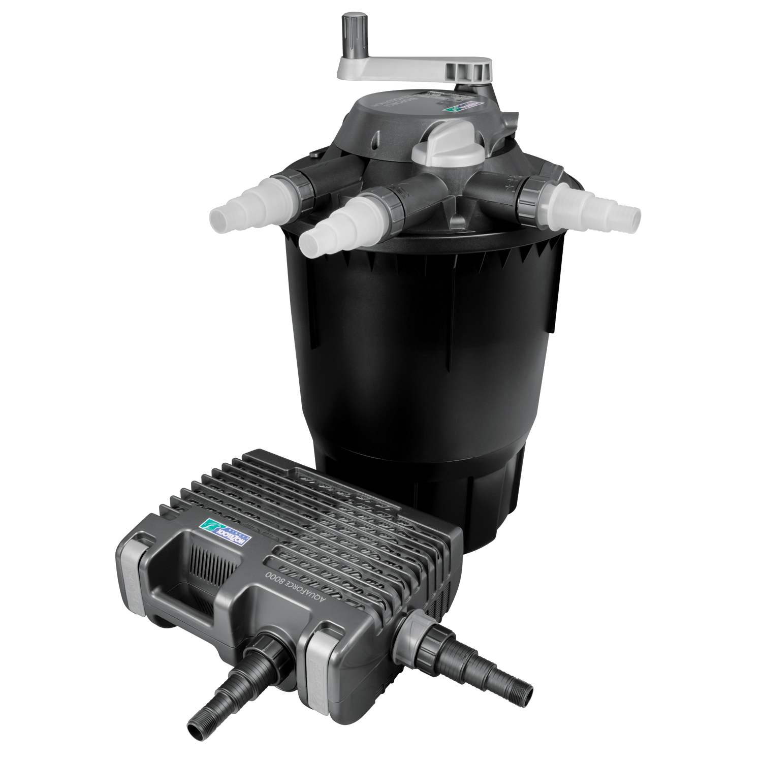 COMPLETE HOZELOCK BIOFORCE FISH POND FILTER KIT WITH UVC AQUAFORCE PUMP ...