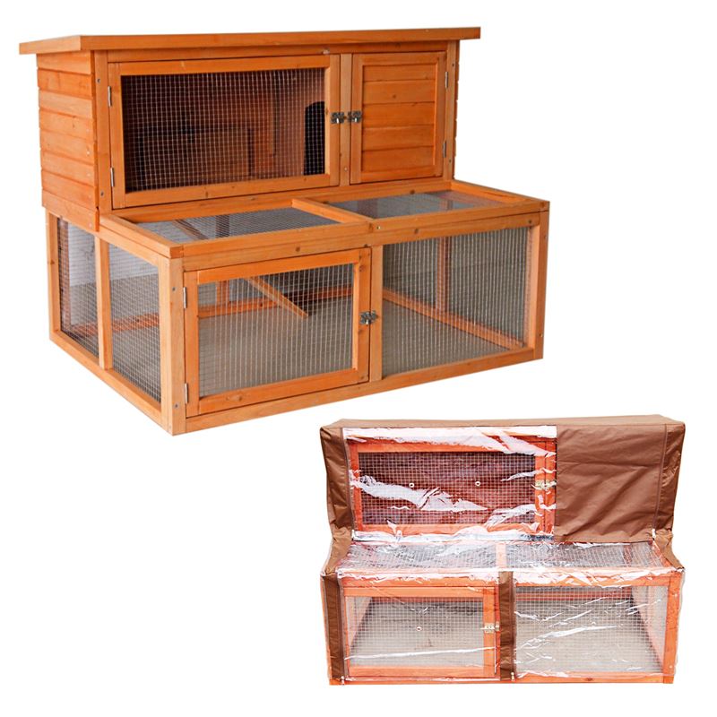 4FT ANCONA LARGE RABBIT HUTCH WITH RUN AND WOODEN PET HOUSE GUINEA PIG ...