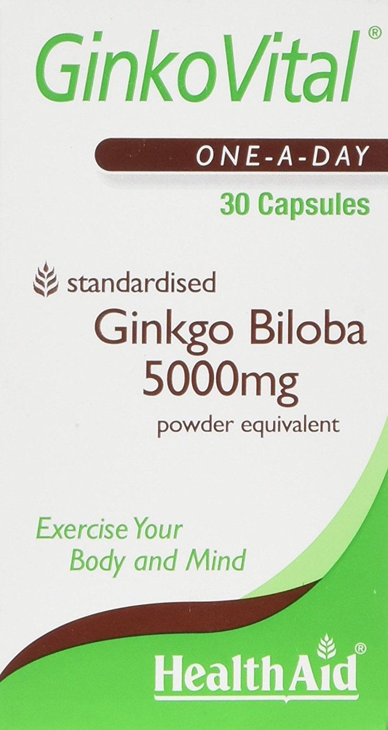 HealthAid Ginko Vital Gingko Biloba 5000mg - 30 Capsules 5019781017157 ...