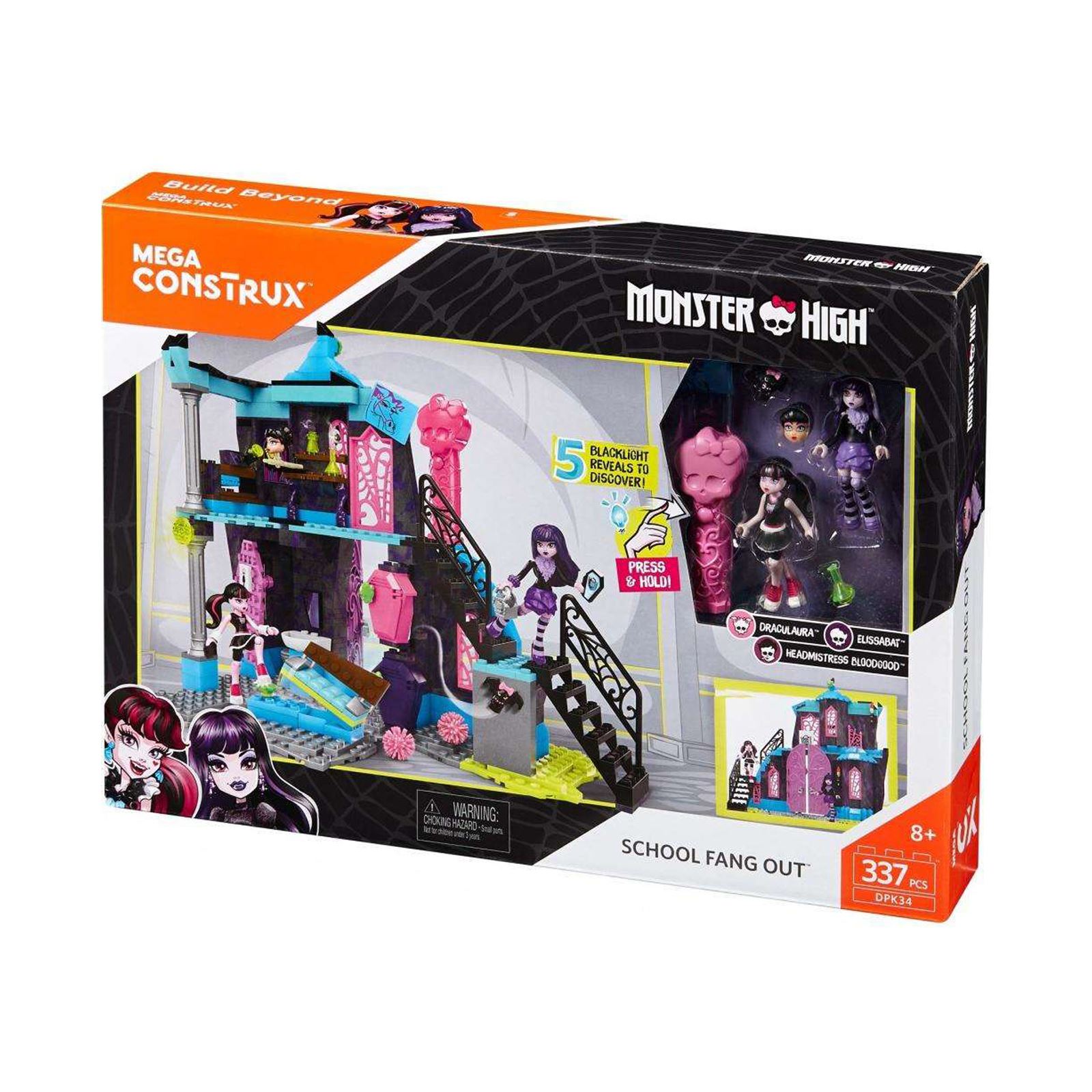Mega Construx Building Set Monster High School Fang Out Blacklight 337 ...