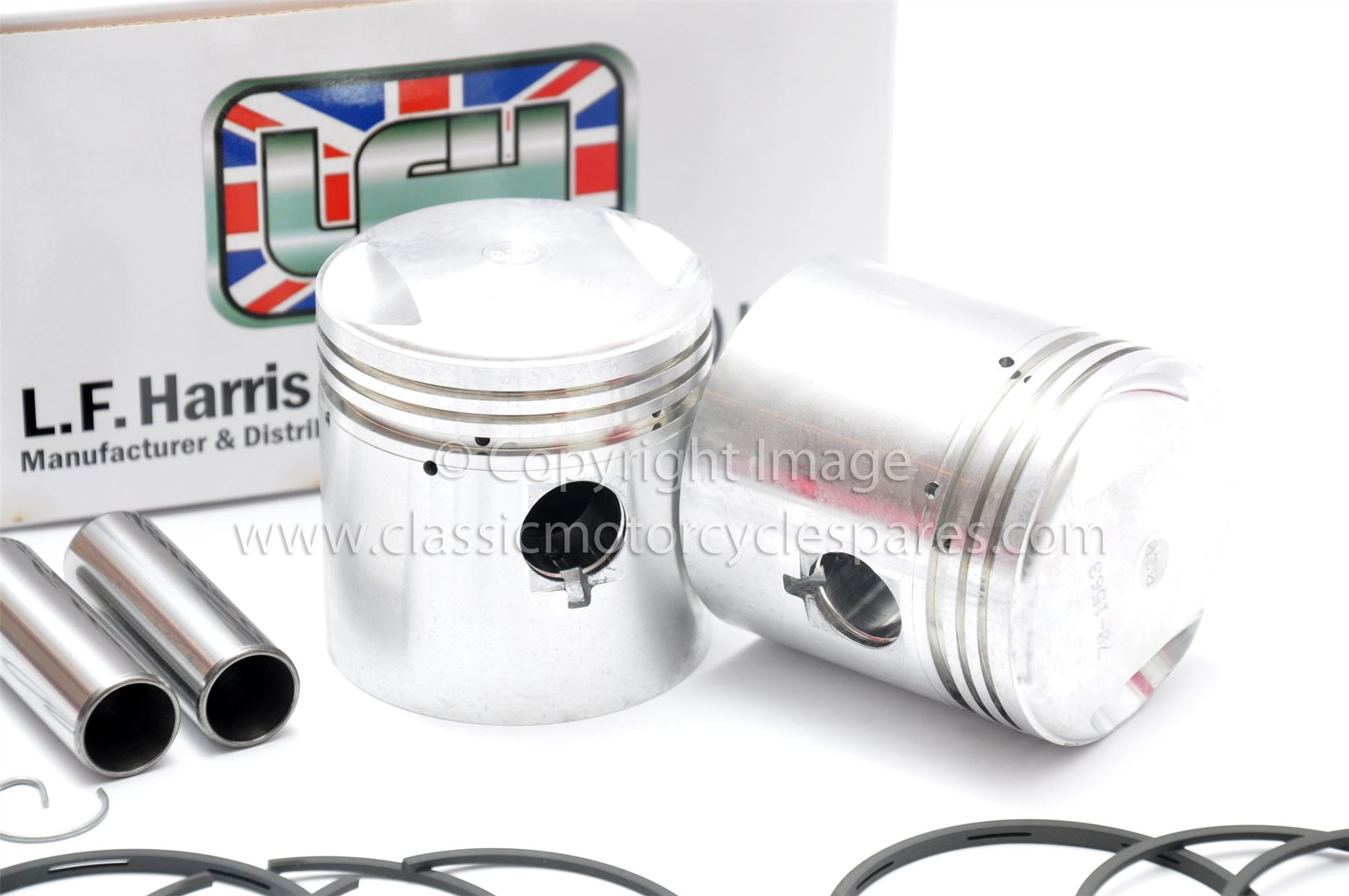 Pistons, Triumph 5T Pre-unit, 63 mm +020 7:1, LF Harris UK Made 70-1563 ...