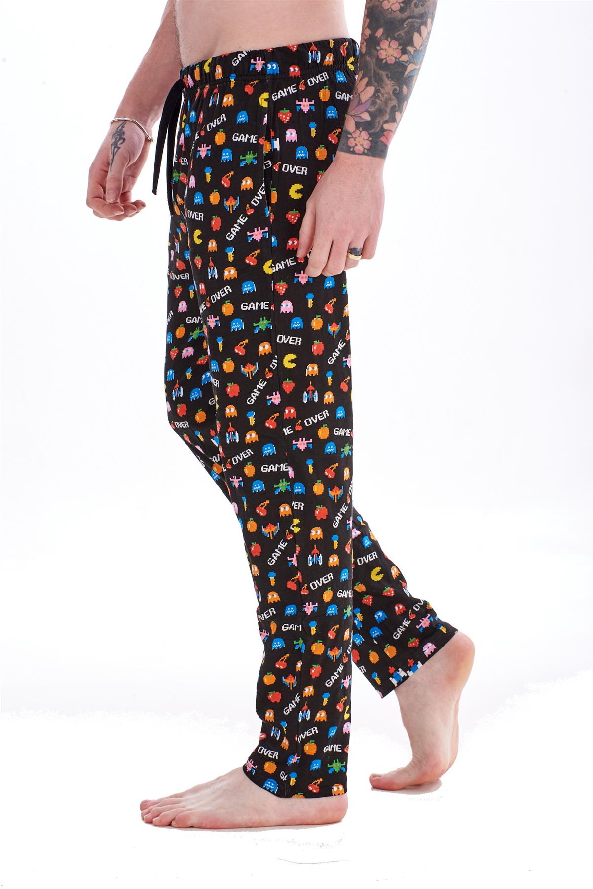 Mens Pack of 2 Retro Games Lounge Pants Game Over/Controller Designs ...