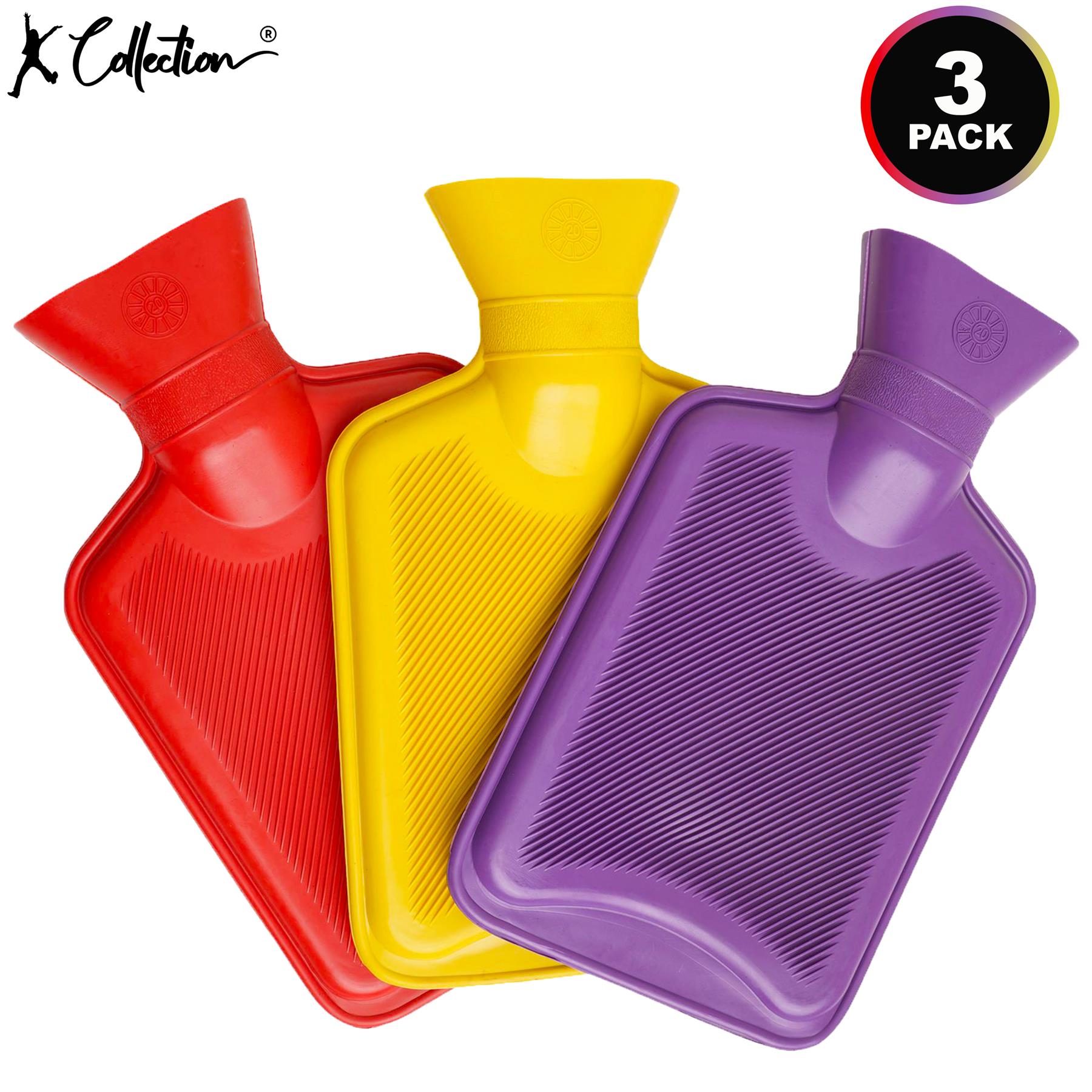 3 Pk Natural Rubber Hot Water Bottles Heat Theraphy 800ML-2 Ltr BS 1970 ...