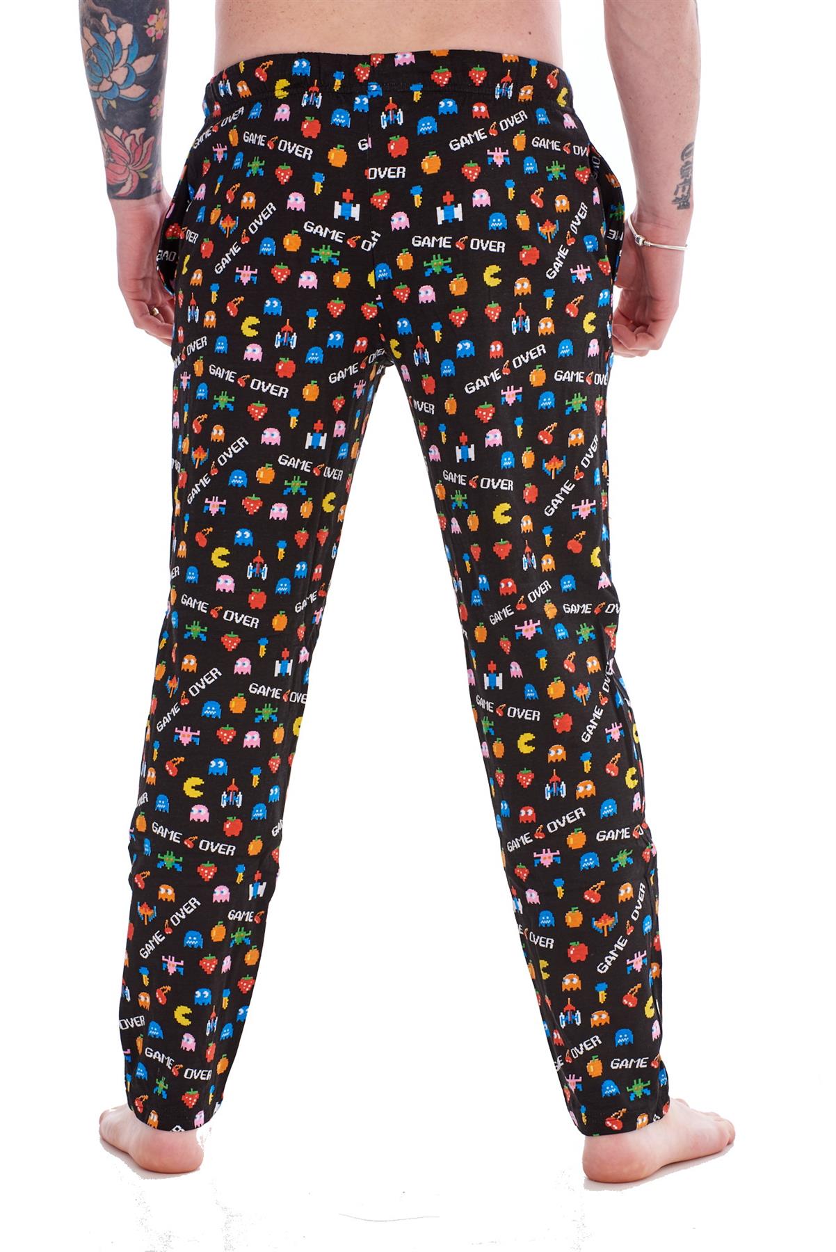 Mens Pack of 2 Retro Games Lounge Pants Game Over/Controller Designs ...