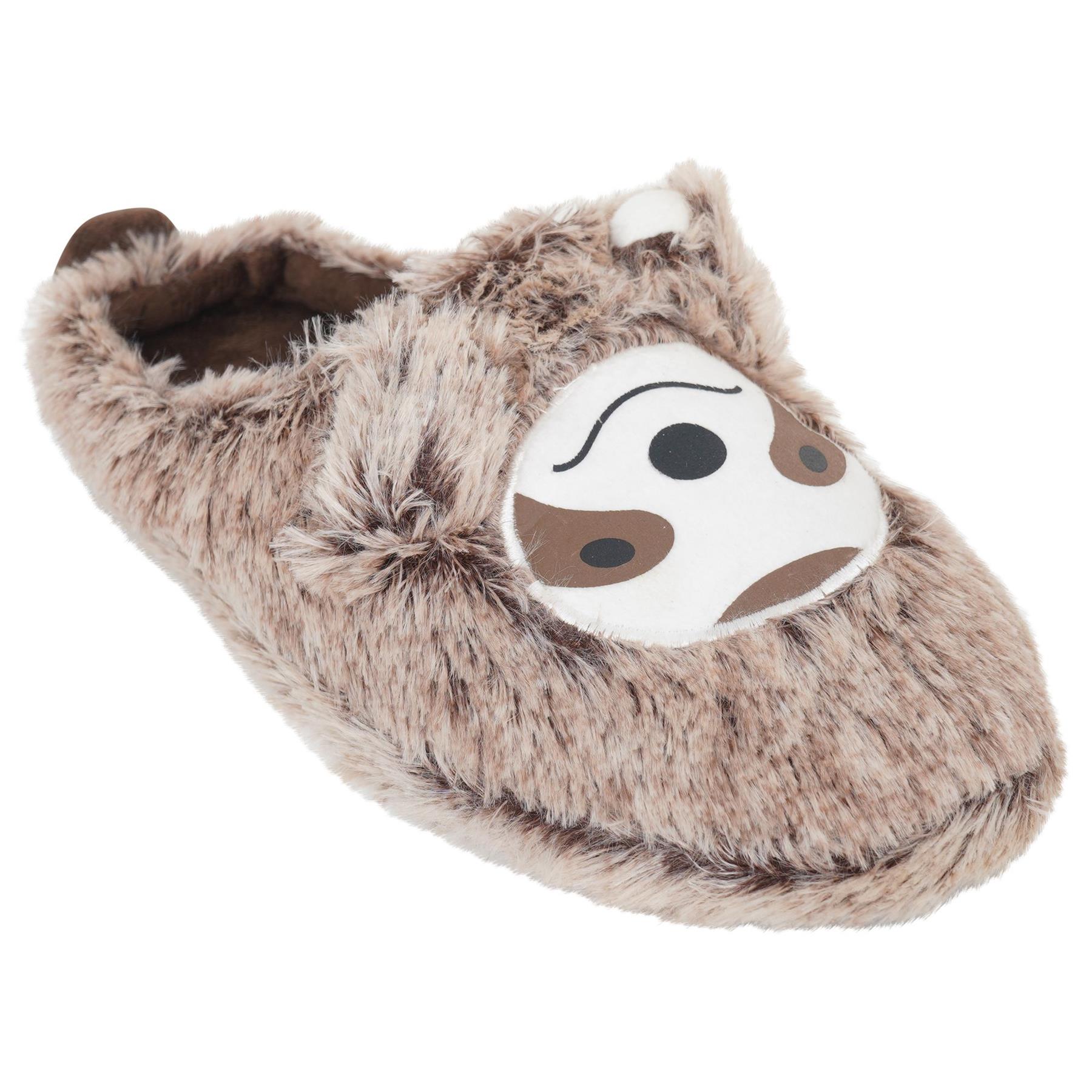 Ladies & Girls Faux Fur SLOTH MULE Slippers Matching Mini Me Fleece ...