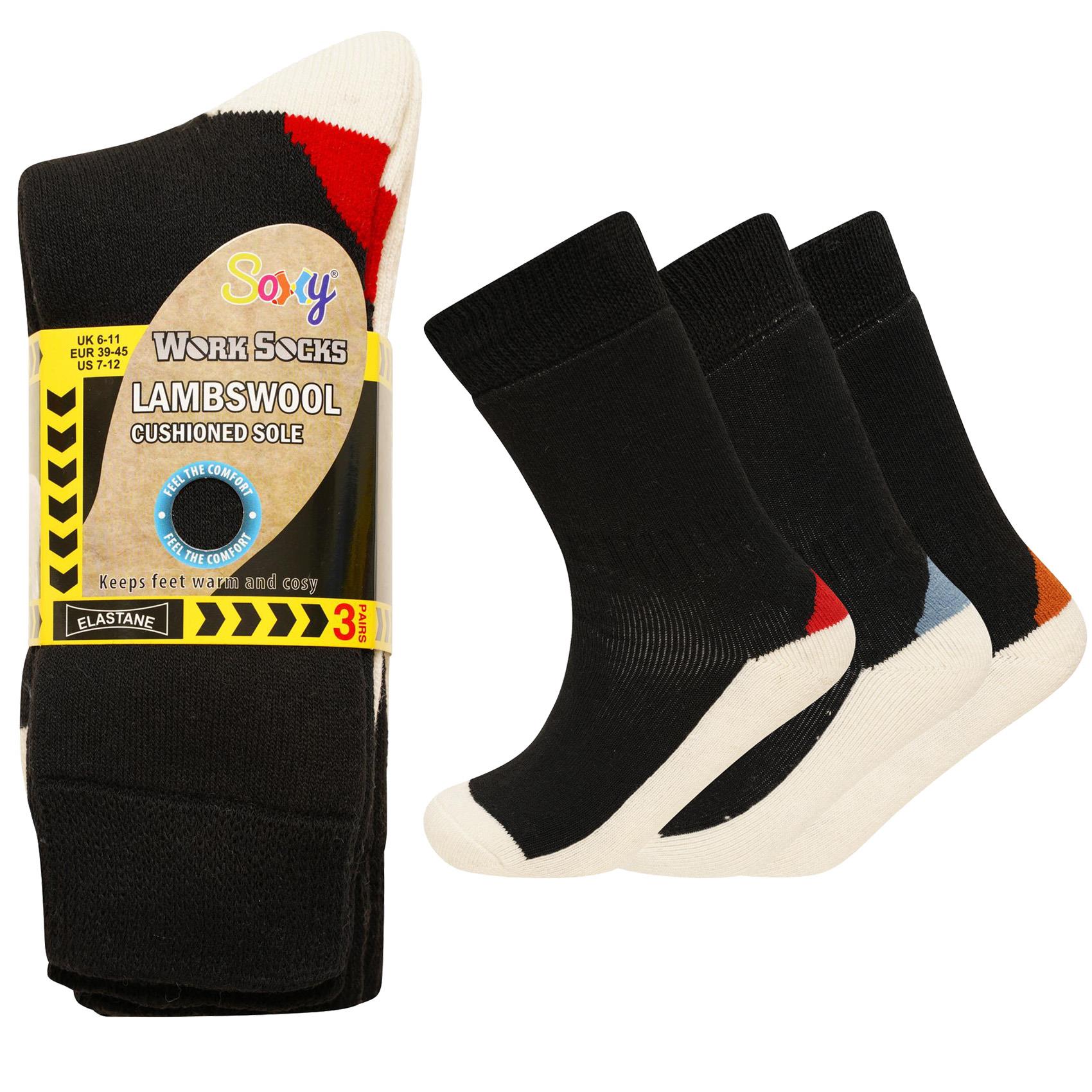 6 Pack Mens Thermal Lambswool Ultimate Work Socks Soft Warm Cushioned ...