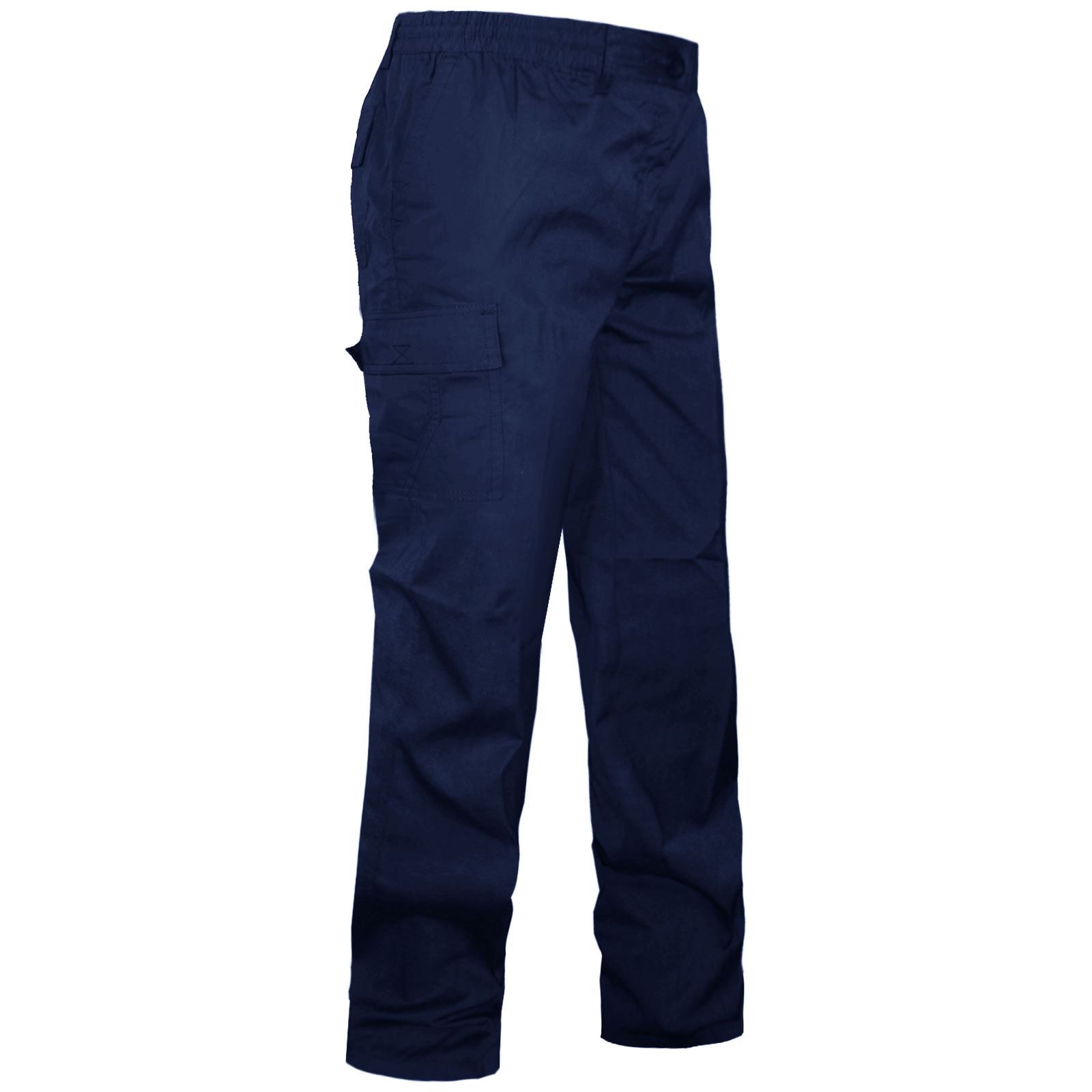 Mens Cargo Combat Trousers Elasticated Waist Pockets Long Bottoms Work
