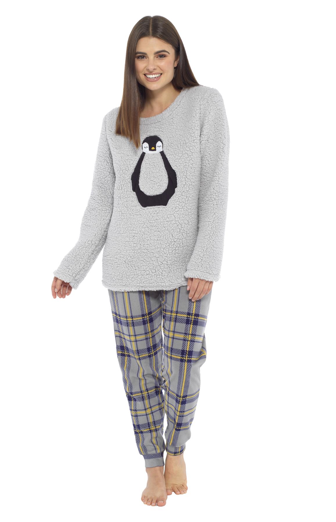 Womens Snuggle Fleece Pyjama Set Ladies Pyjamas Warm Soft Pj Lounge