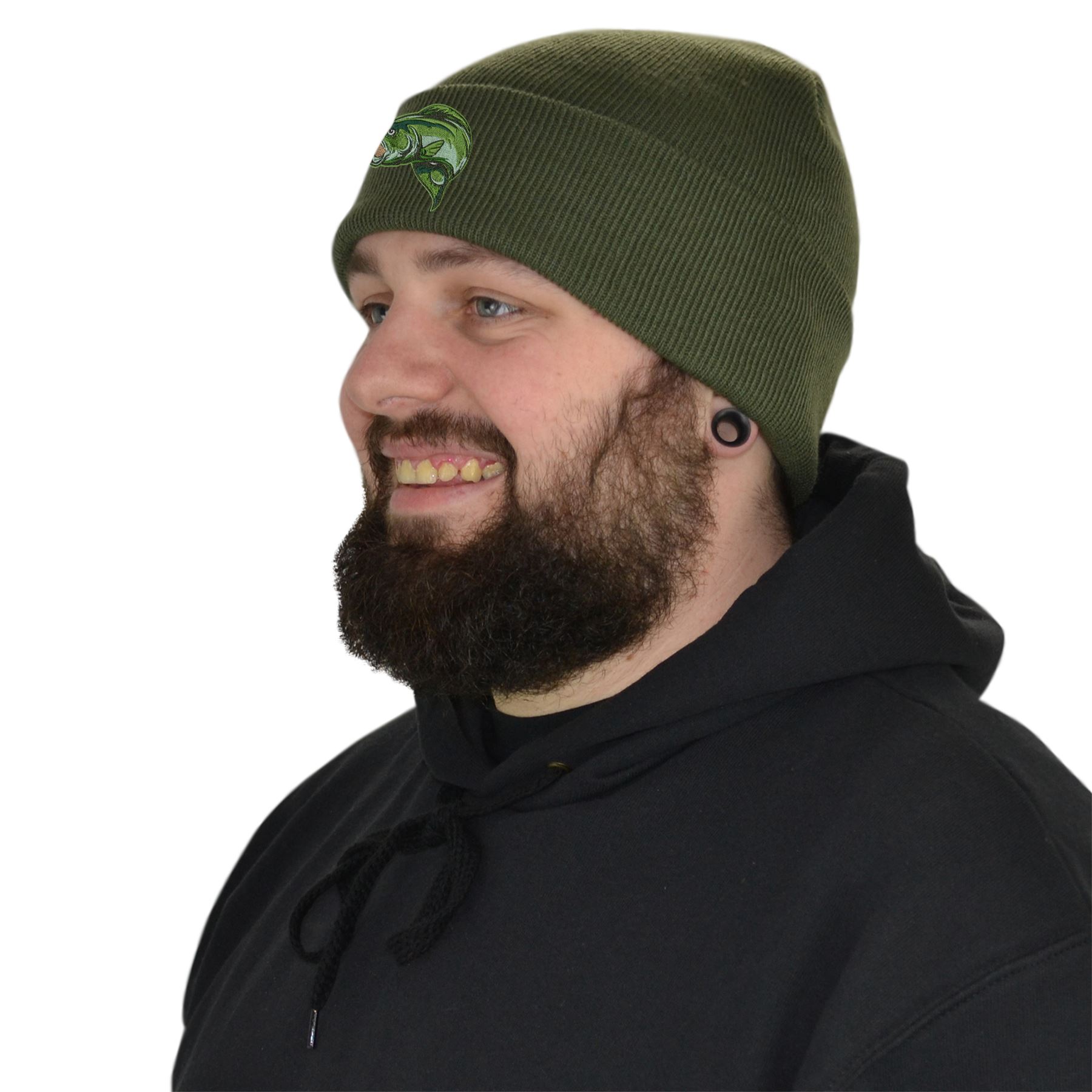 Men’s Bass Fishing Beanie Gift For Angler, Fishermans Outdoor Sports ...