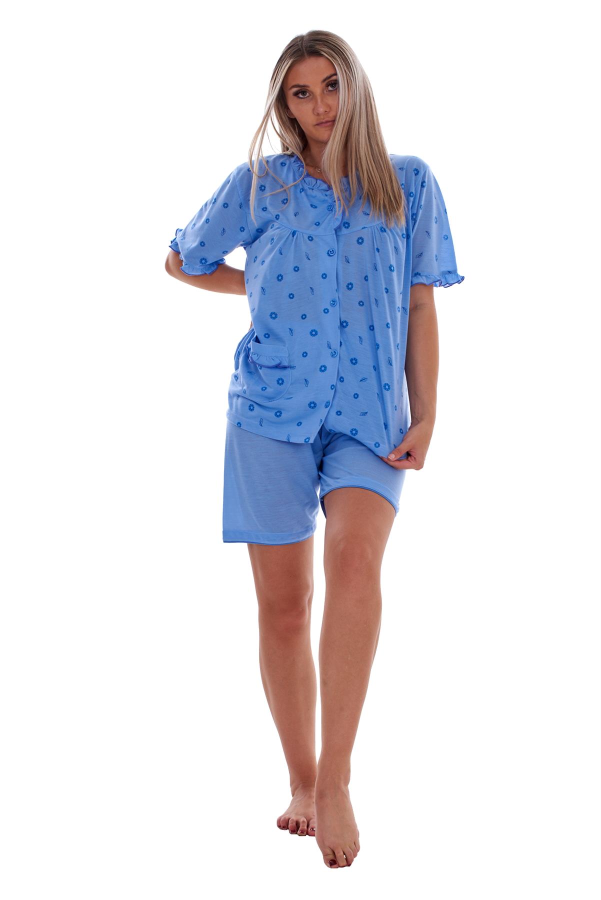 Ladies Floral Pyjama Set Shorts Frill Trim Pocket Summer PJs S to 3XL ...