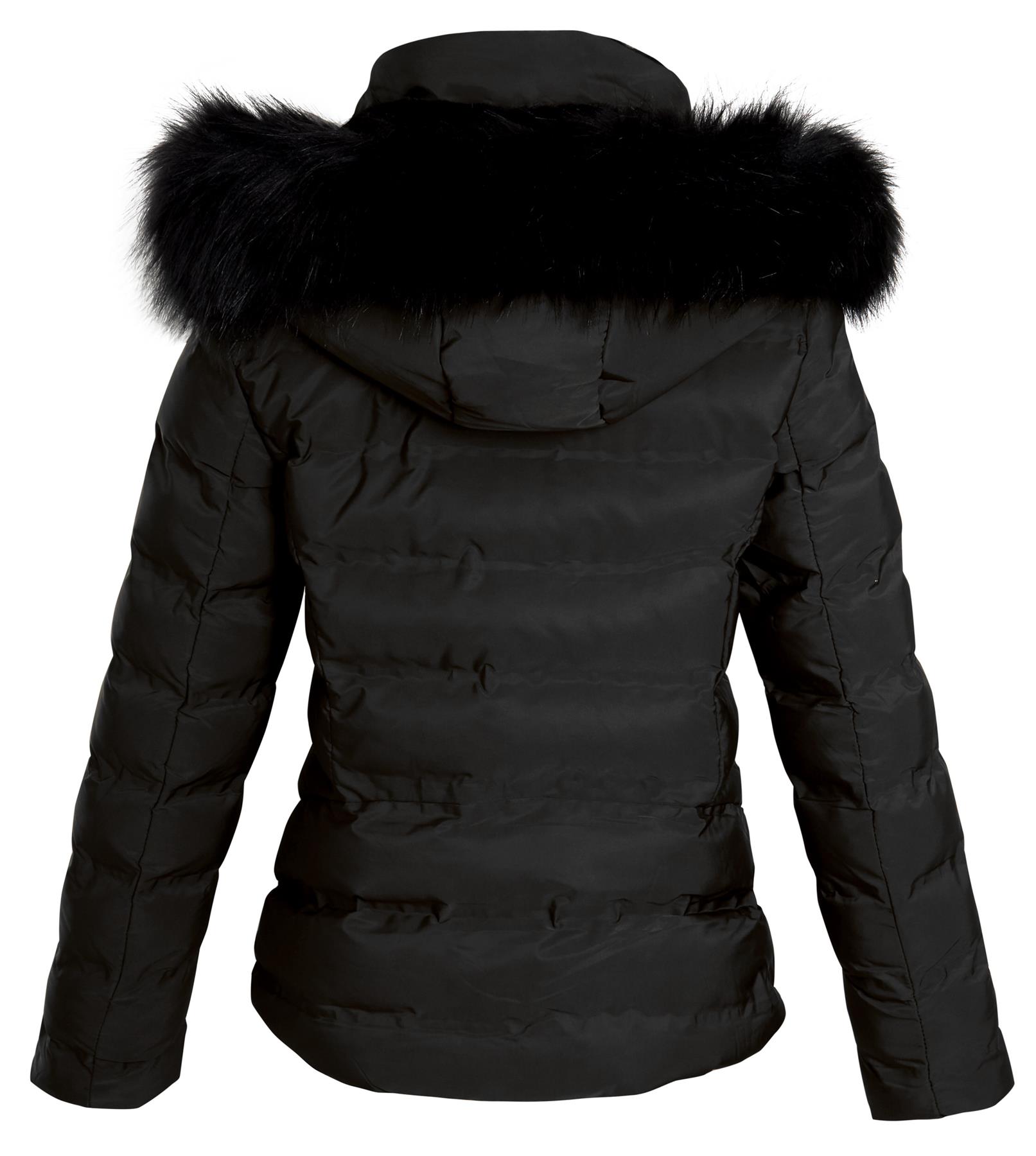 Ladies Quilted Faux Fur Hood Hooded Padded Winter Jacket Coat | eBay UK