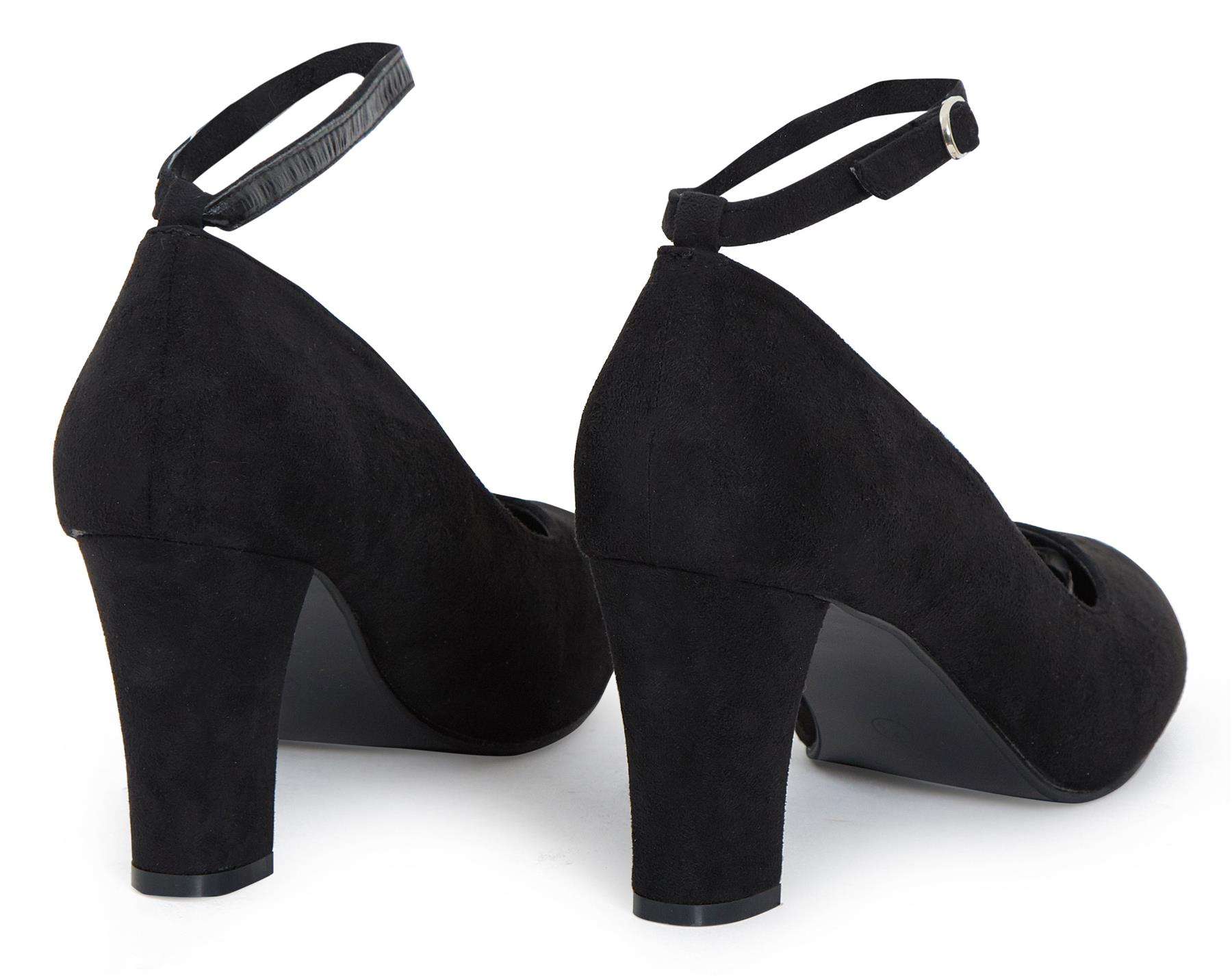 Womens Patent Suede Buckle Ankle Strap Mid Block Heel Plus Size 9 10 11