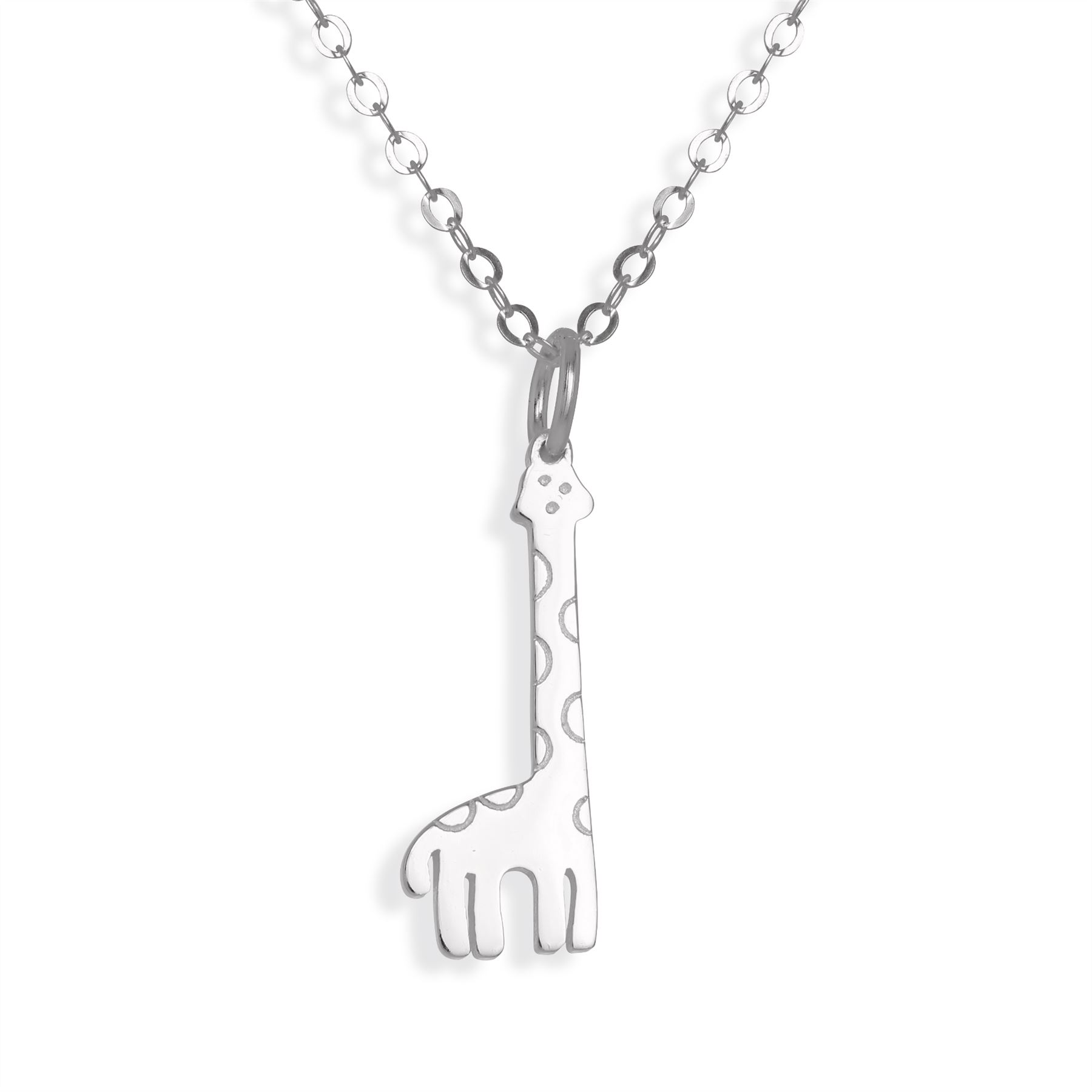 Sterling Silver Simple Giraffe Pendant Necklace on Trace Chain ...