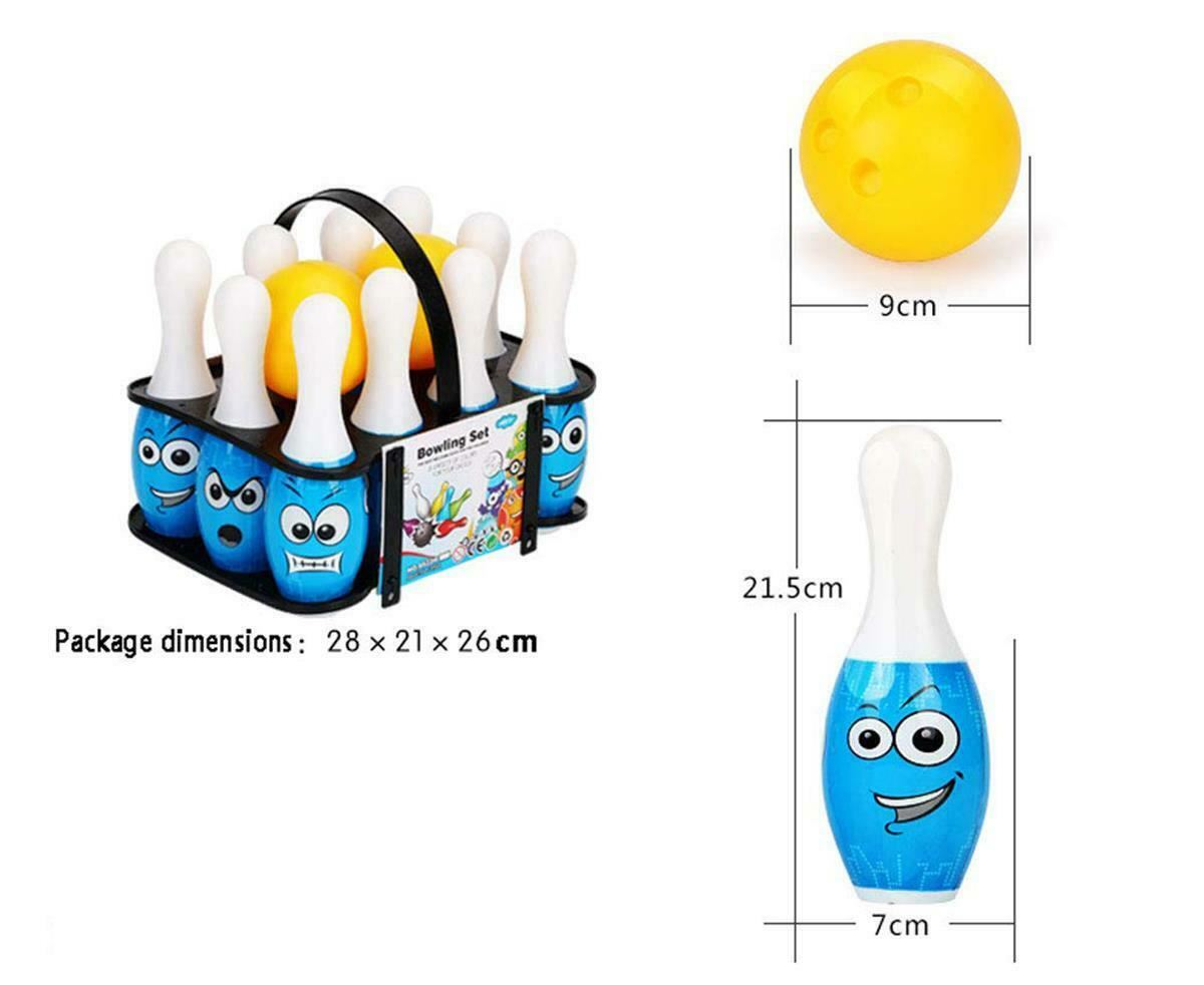 Kids Complete Bowling Set Skittles Balls Carry Stand Large Indoor ...