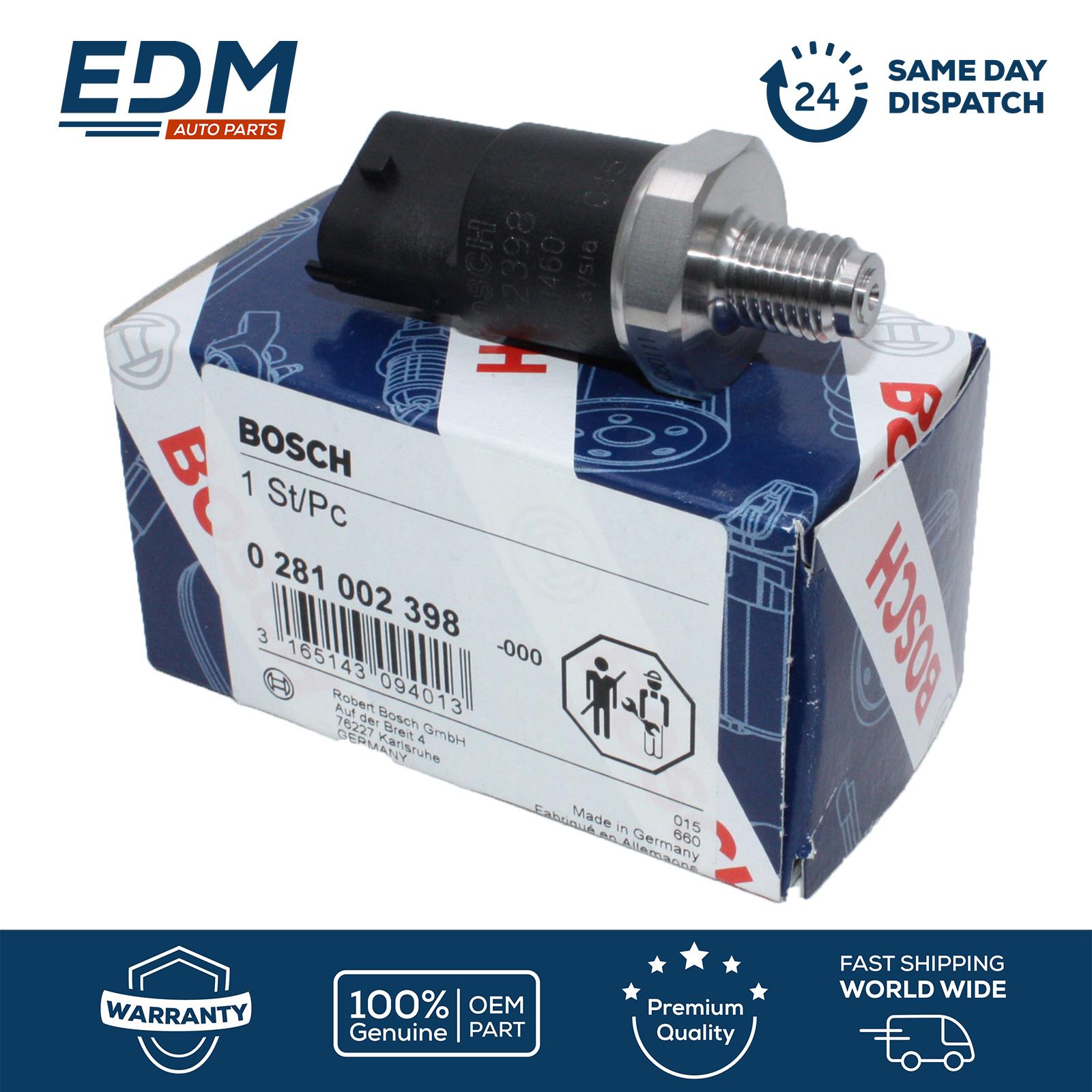 BOSCH Fuel Rail Pressure Sensor Fiat Ducato 2.3JTD Trafic Daily Combo ...