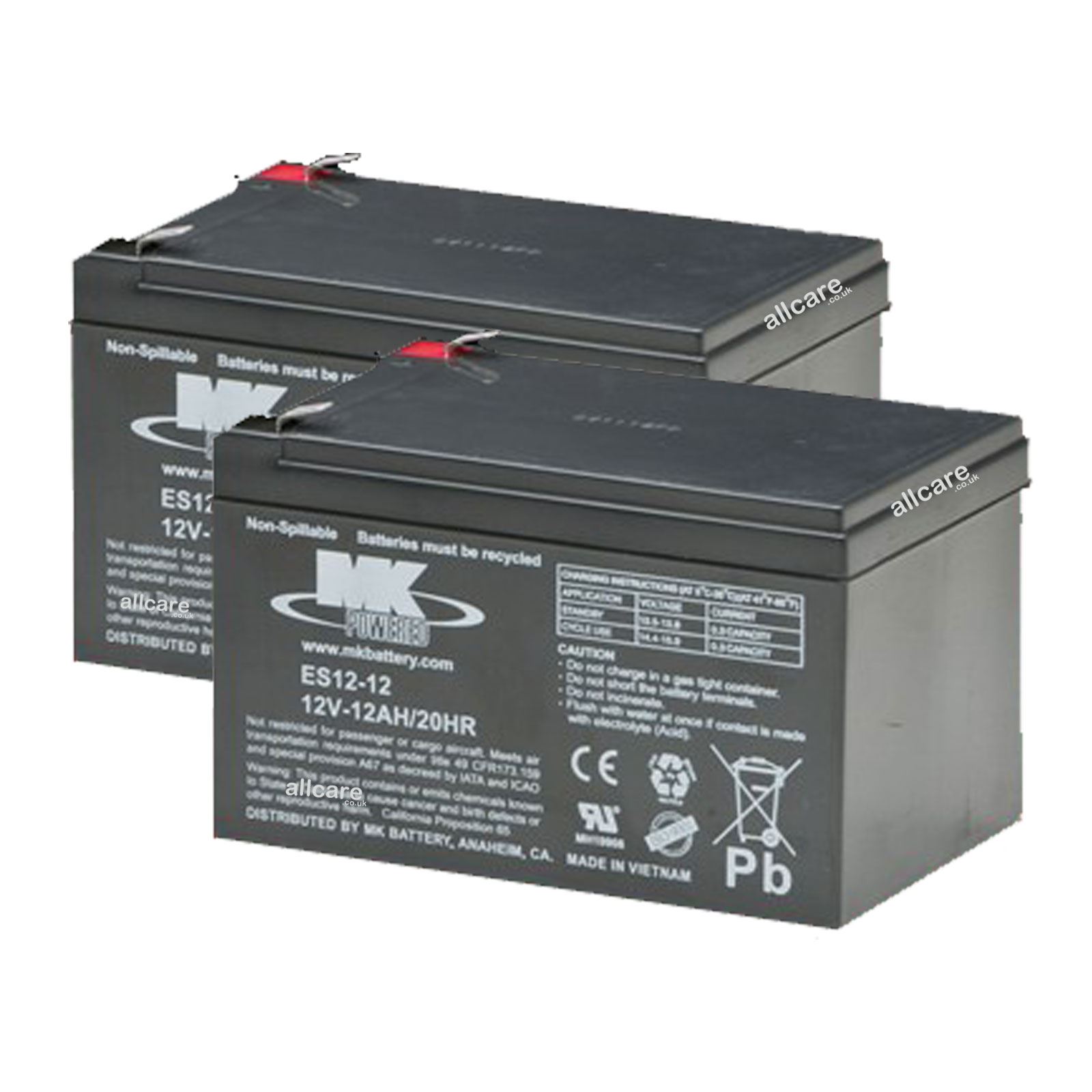 MK Powered 12V 12AH Mobility Scooter Batteries Battery AGM ES12-12 | eBay